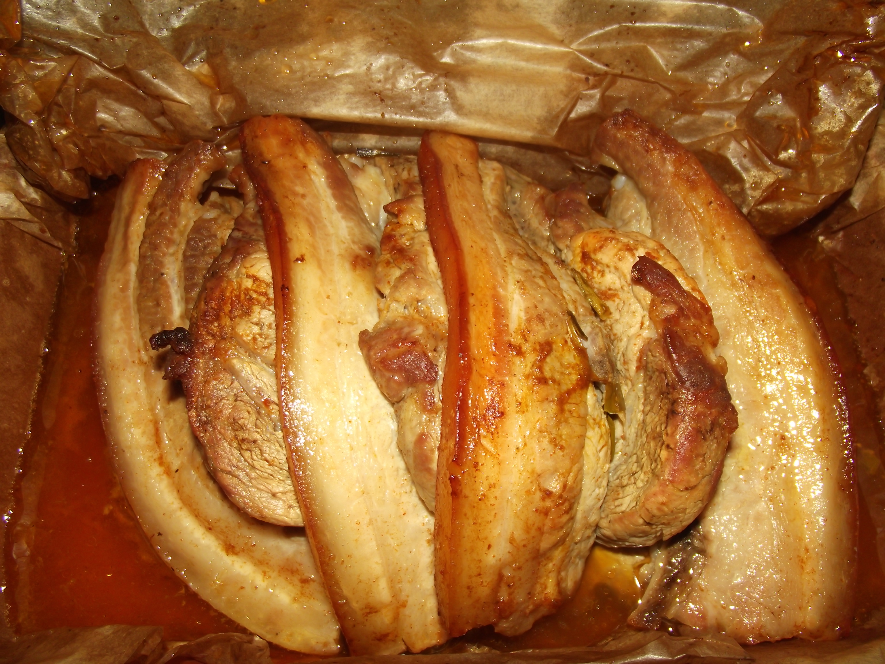 Reteta culinara Ceafa de porc impanata cu piept de porc, la cuptor ...
